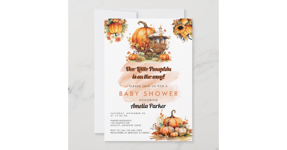 Pumpkin Baby Shower invitation | Zazzle