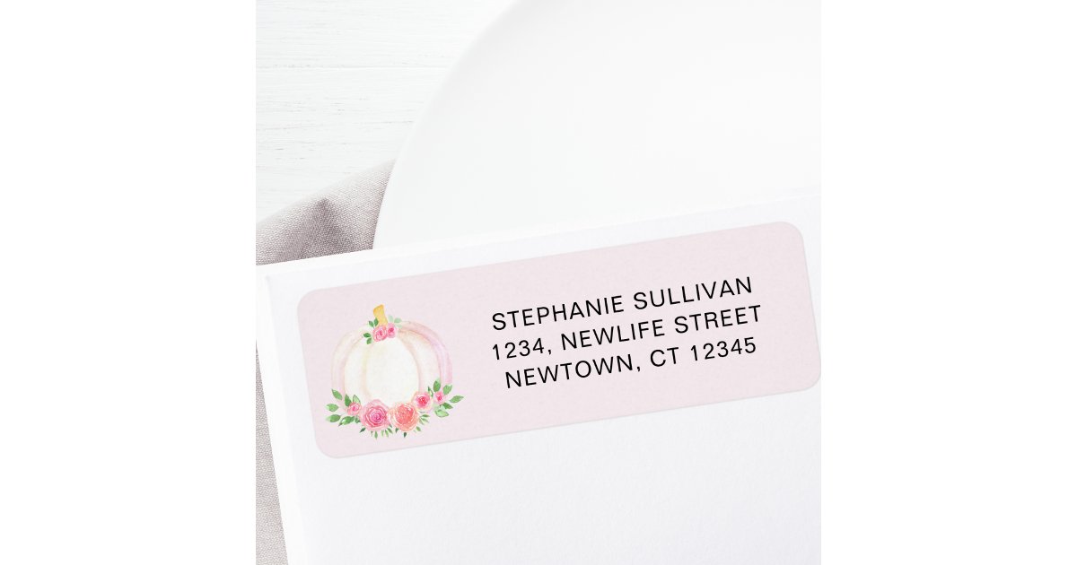Pumpkin Baby Shower Pink Return Address Label | Zazzle