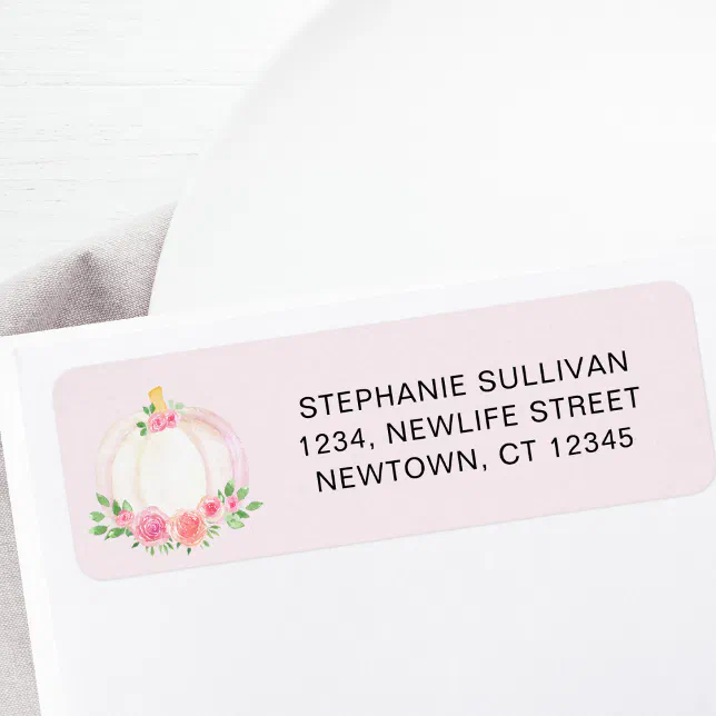 Pumpkin Baby Shower Pink Return Address Label | Zazzle
