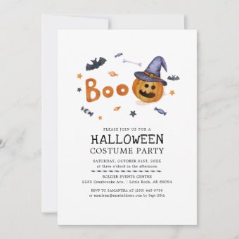 Pumpkin Bat Halloween Costume Party Invitation | Zazzle