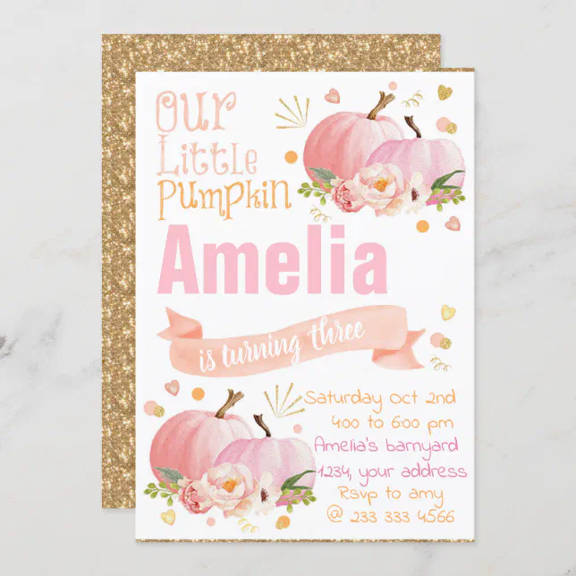 Pumpkin Birthday Invitation Fall Invitation | Zazzle