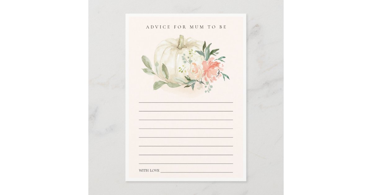 Pumpkin Blush Floral Advice for Mum Baby Shower Enclosure Card | Zazzle