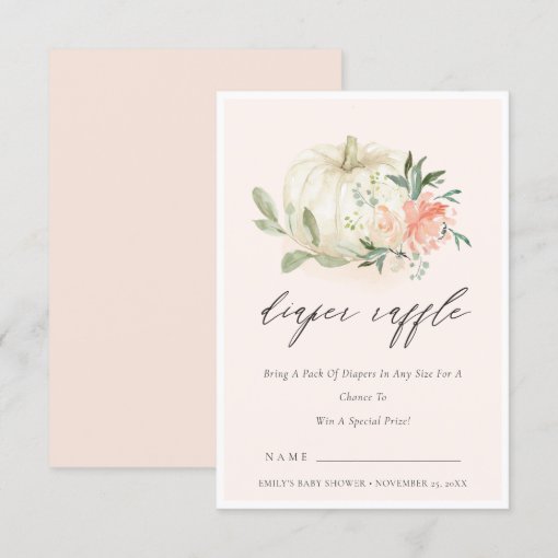Pumpkin Blush Floral Dipper Raffle Baby Shower Enclosure Card | Zazzle