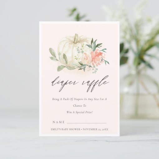 Pumpkin Blush Floral Dipper Raffle Baby Shower Enclosure Card | Zazzle