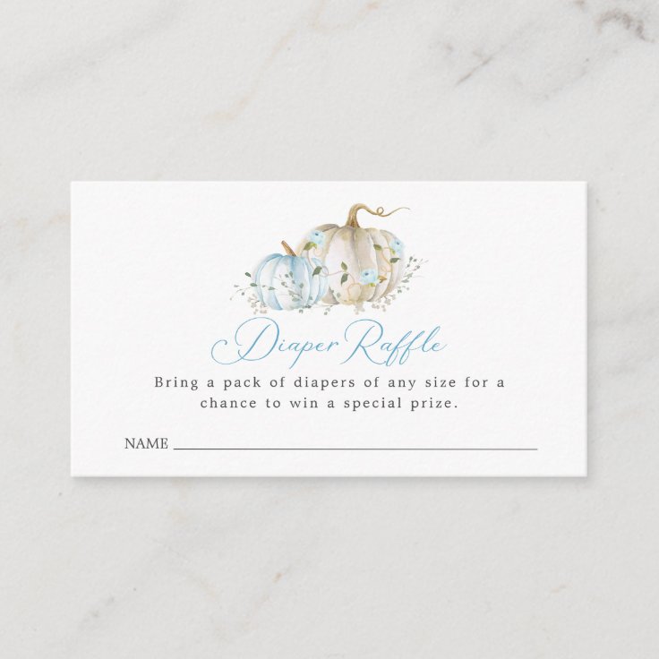 Pumpkin Boy Baby Shower Diaper Raffle Ticket Enclosure Card | Zazzle