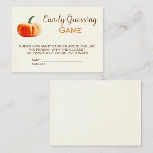 Pumpkin Candy Guessing Game Card Baby Shower Game | Zazzle
