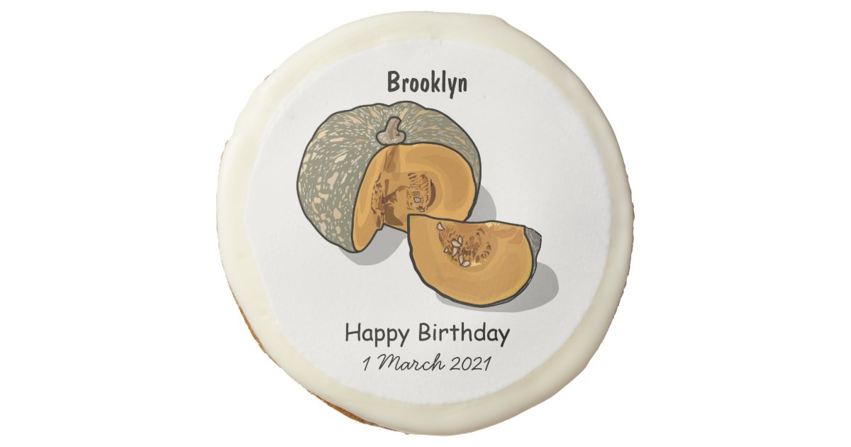 Pumpkin cartoon illustration sugar cookie | Zazzle