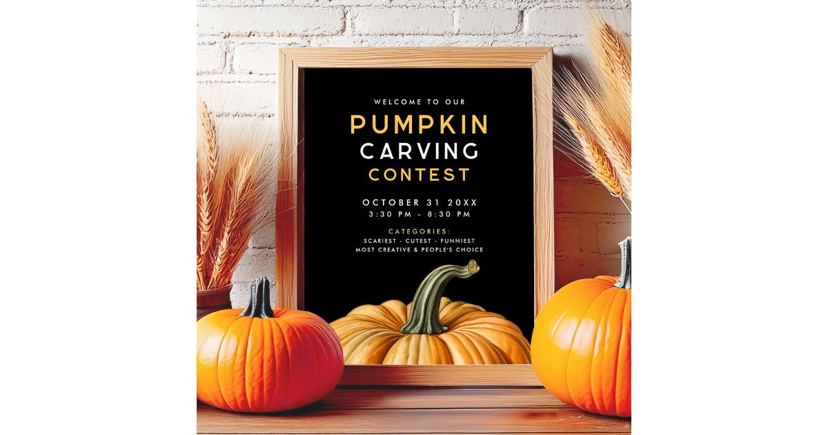 Pumpkin carving contest for Halloween party Poster | Zazzle