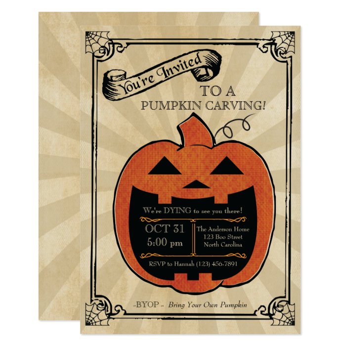 Pumpkin Carving Halloween Party Bash Invite | Zazzle.com