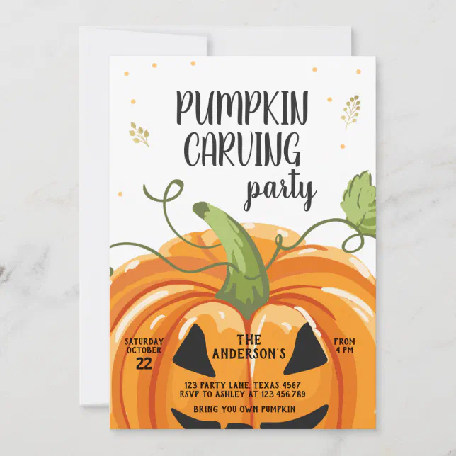 Pumpkin Carving Party Spooky Halloween Birthday Invitation | Zazzle