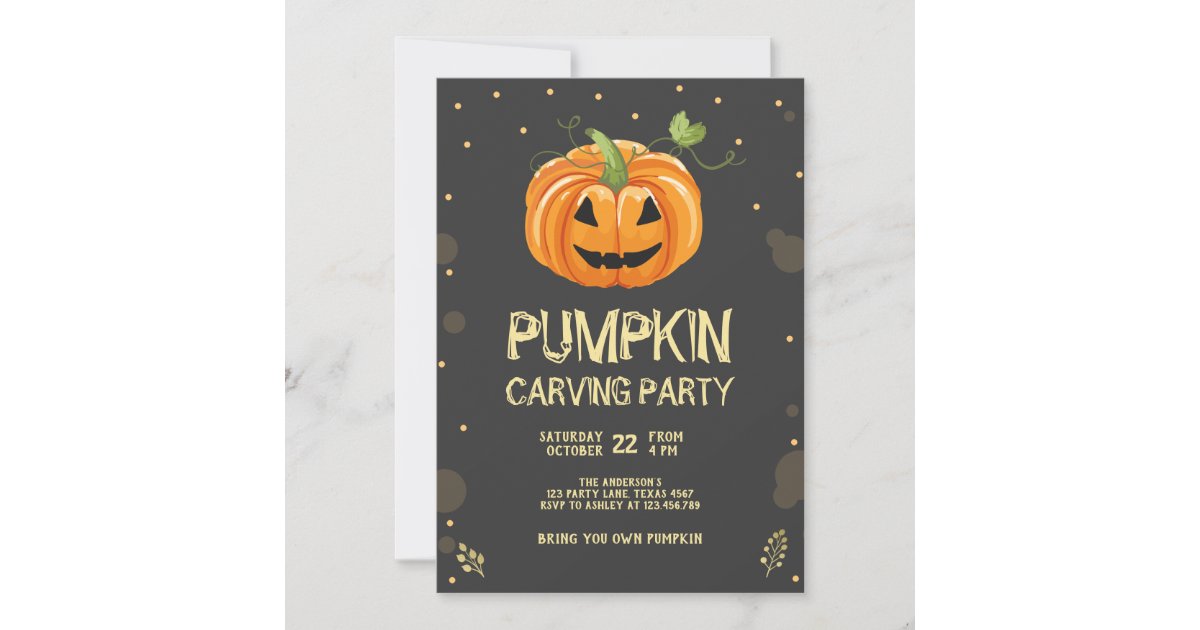 Pumpkin Carving Party Spooky Halloween Birthday Invitation | Zazzle