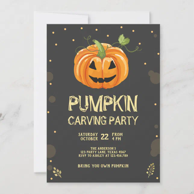 Pumpkin Carving Party Spooky Halloween Birthday Invitation | Zazzle