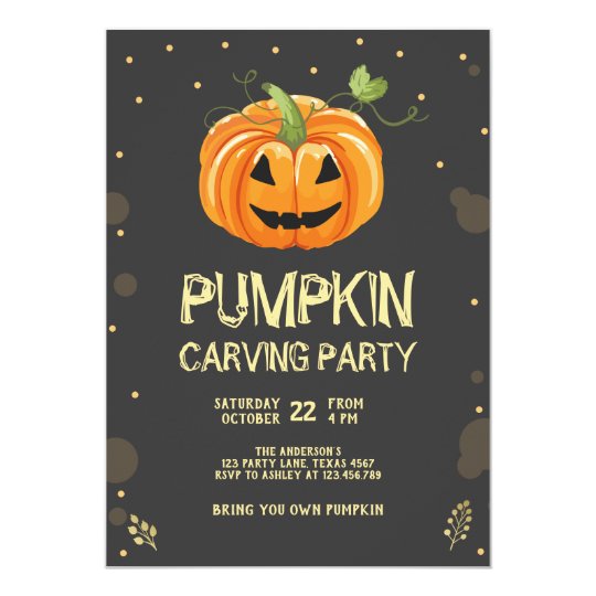 Pumpkin Carving Party Spooky Halloween Birthday Invitation | Zazzle.com
