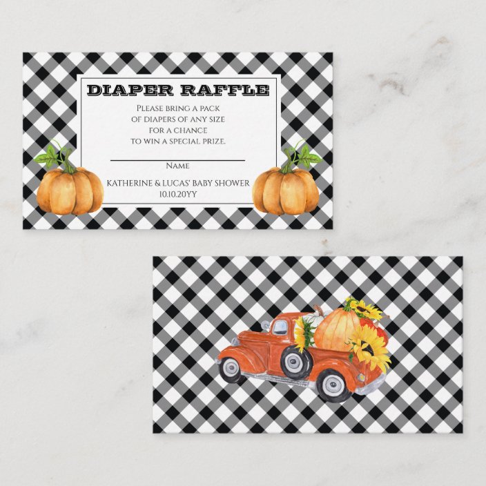 Pumpkin Checks Shower Diaper Raffle Enclosure Card | Zazzle.com