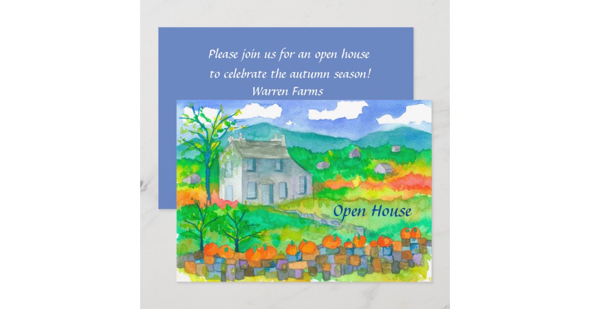 Pumpkin Cottage Autumn Open House Invitation | Zazzle