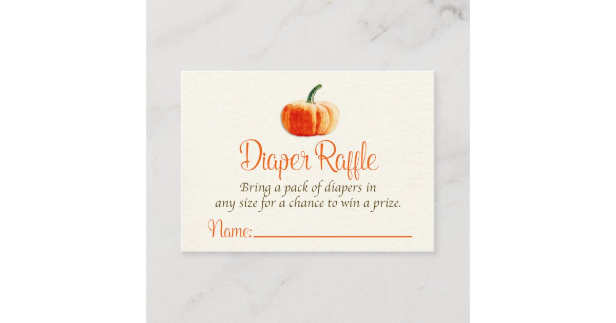 Pumpkin Diaper Raffle Card, Diaper Raffle Card | Zazzle