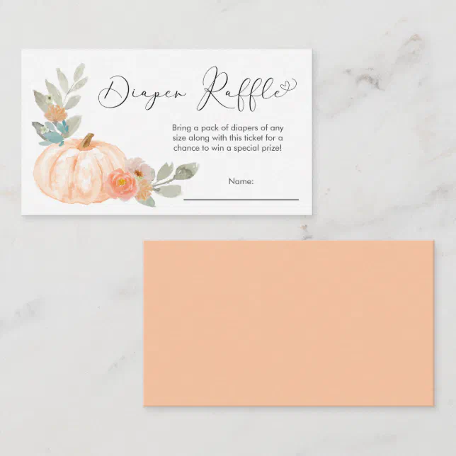 Pumpkin Diaper Raffle Orange Baby Shower Enclosure Card | Zazzle