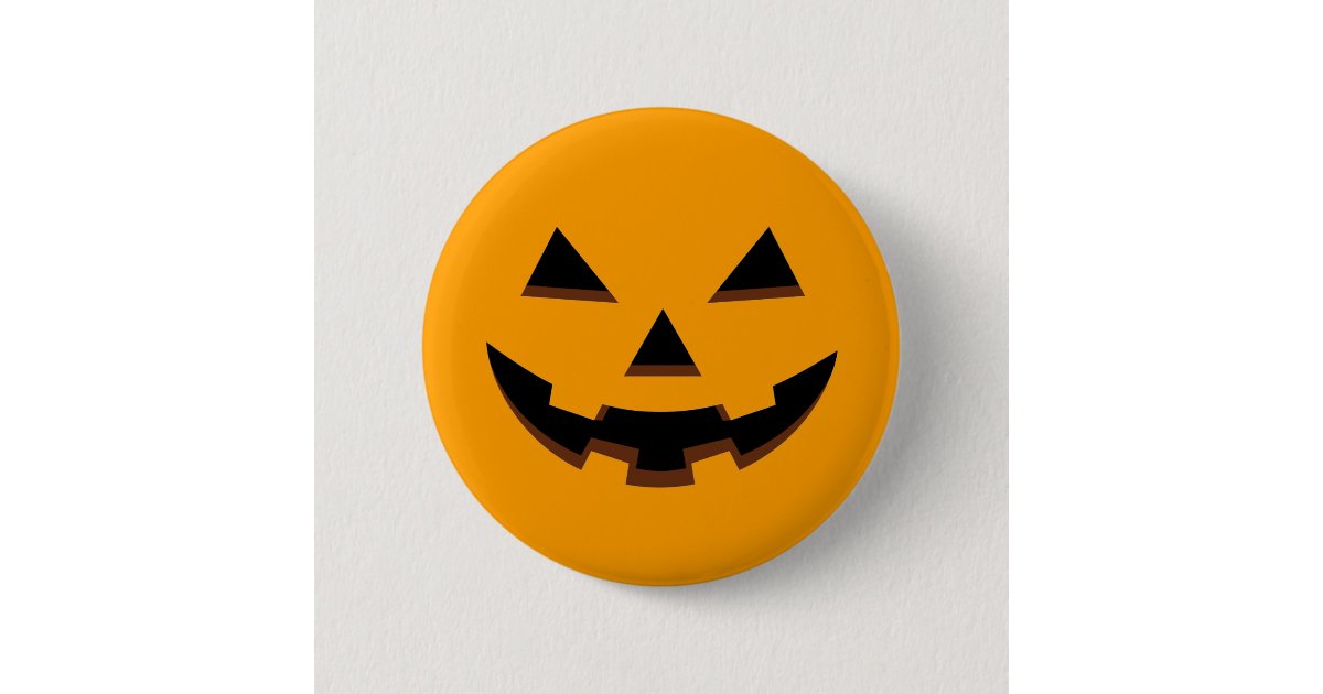 Pumpkin Face / Button Pin | Zazzle