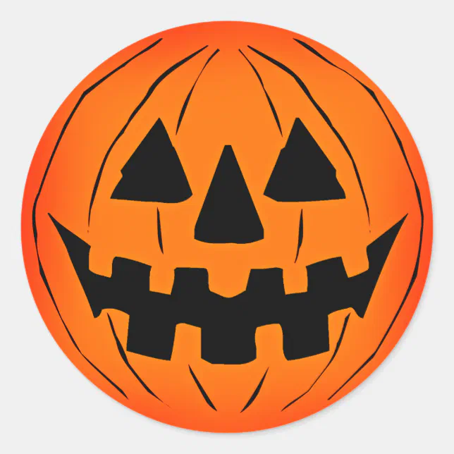Pumpkin Face Classic Round Sticker | Zazzle