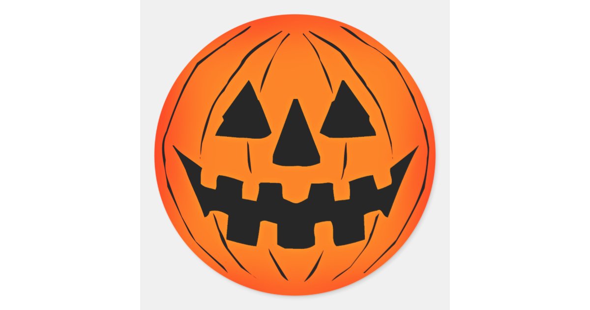 Pumpkin Face Classic Round Sticker | Zazzle