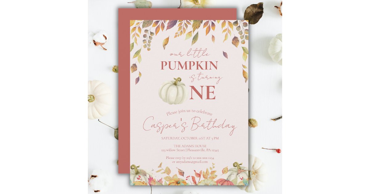 Pumpkin Fall 1st Birthday Invitation | Zazzle