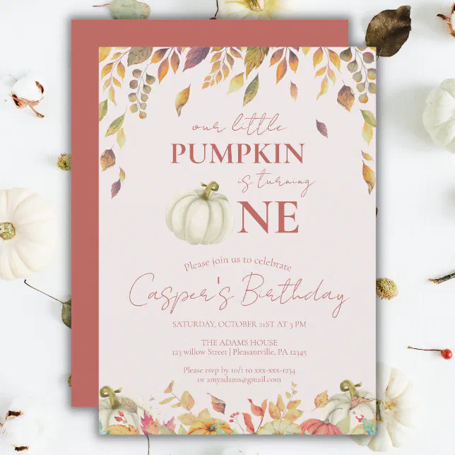 Pumpkin Fall 1st Birthday Invitation | Zazzle