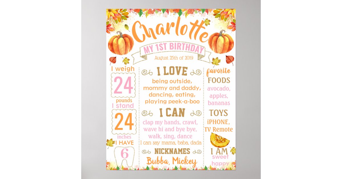 Pumpkin Fall Autumn Halloween Birthday sign | Zazzle