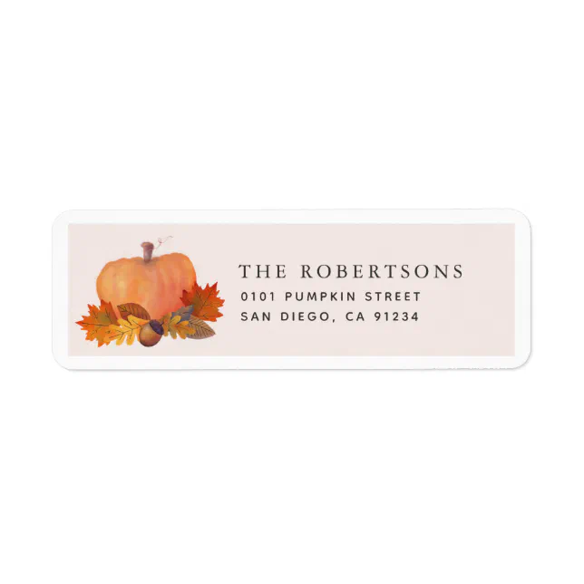 Pumpkin Fall Autumn Leaves Blush Pink Address Label | Zazzle