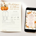 Pumpkin Fall Baby Predictions Advice Game Card | Zazzle