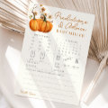 Pumpkin Fall Baby Predictions Advice Game Card | Zazzle