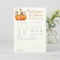 Pumpkin Fall Baby Predictions Advice Game Card | Zazzle