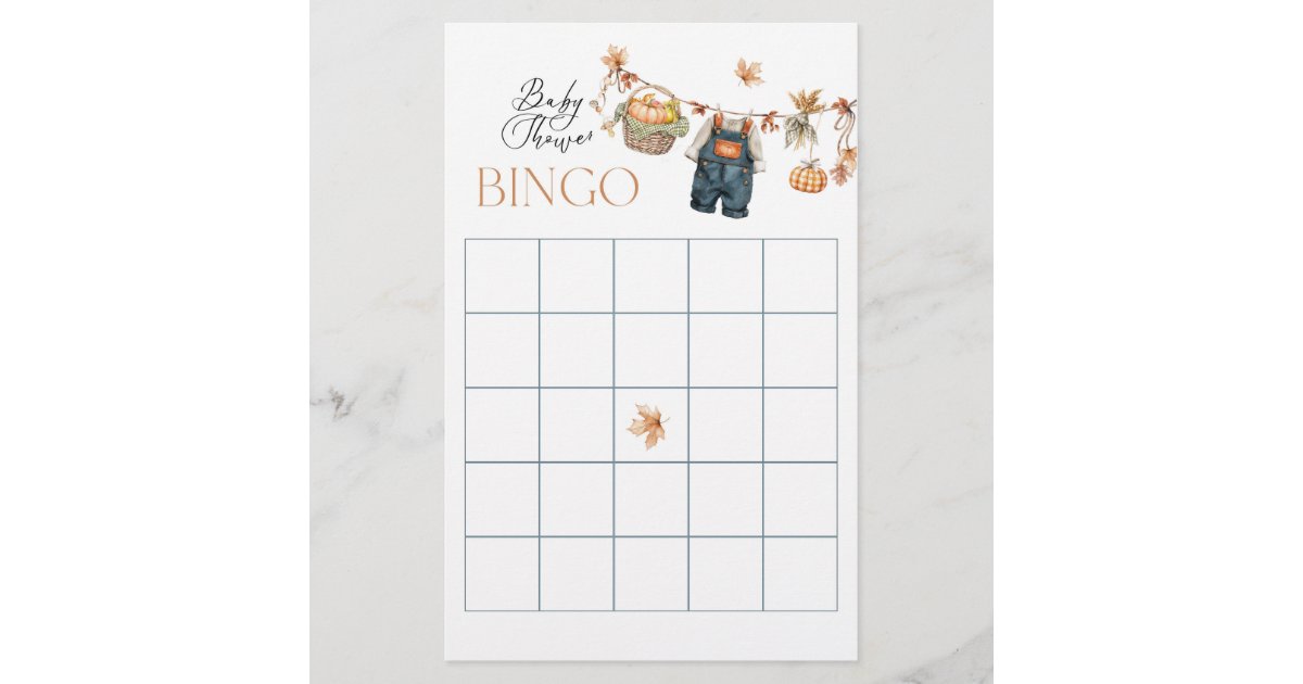 Pumpkin Fall Baby Shower Bingo Game | Zazzle