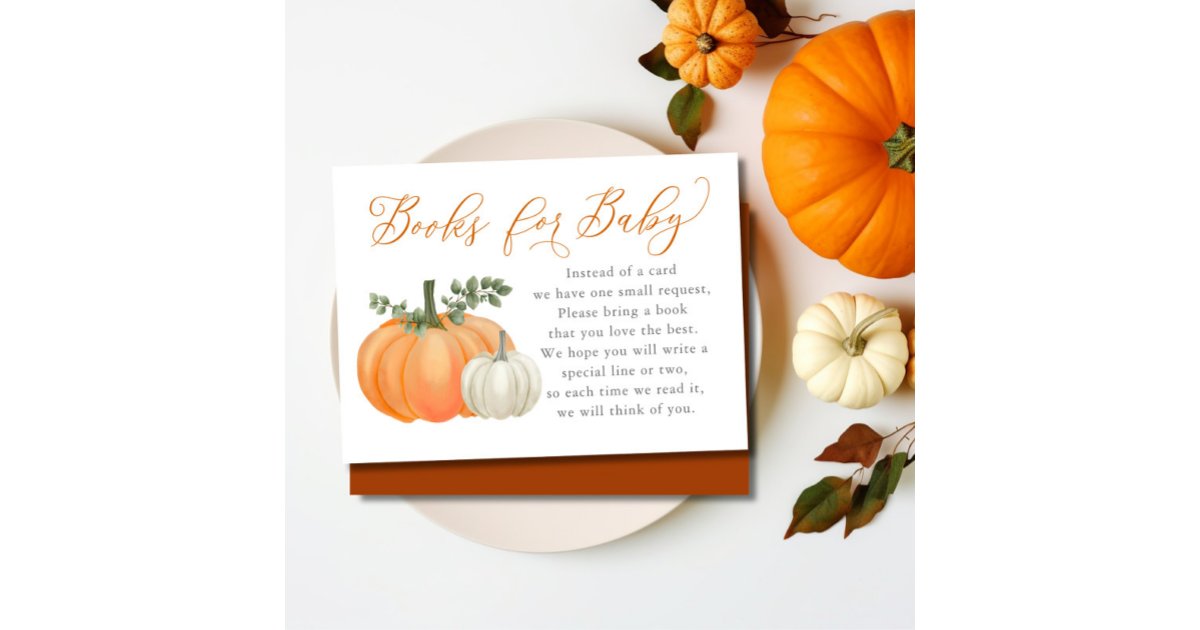 Pumpkin Fall Baby Shower Book Request Enclosure Card | Zazzle