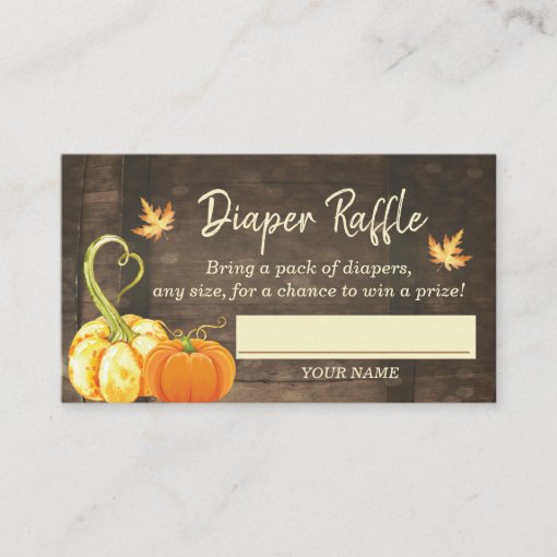 Pumpkin Fall Baby Shower Diaper Raffle Card | Zazzle