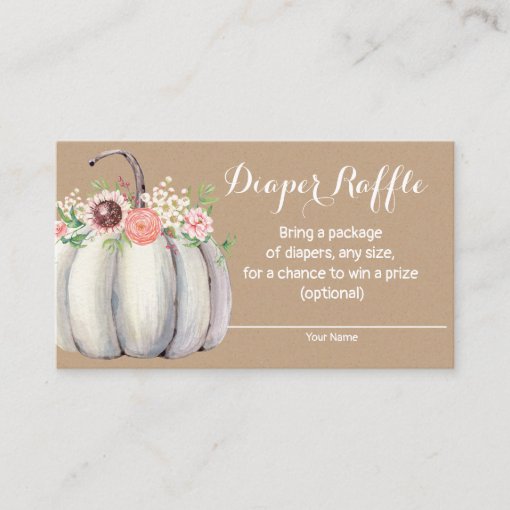 Pumpkin Fall Baby Shower Diaper Raffle Card | Zazzle