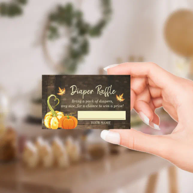 Pumpkin Fall Baby Shower Diaper Raffle Card | Zazzle