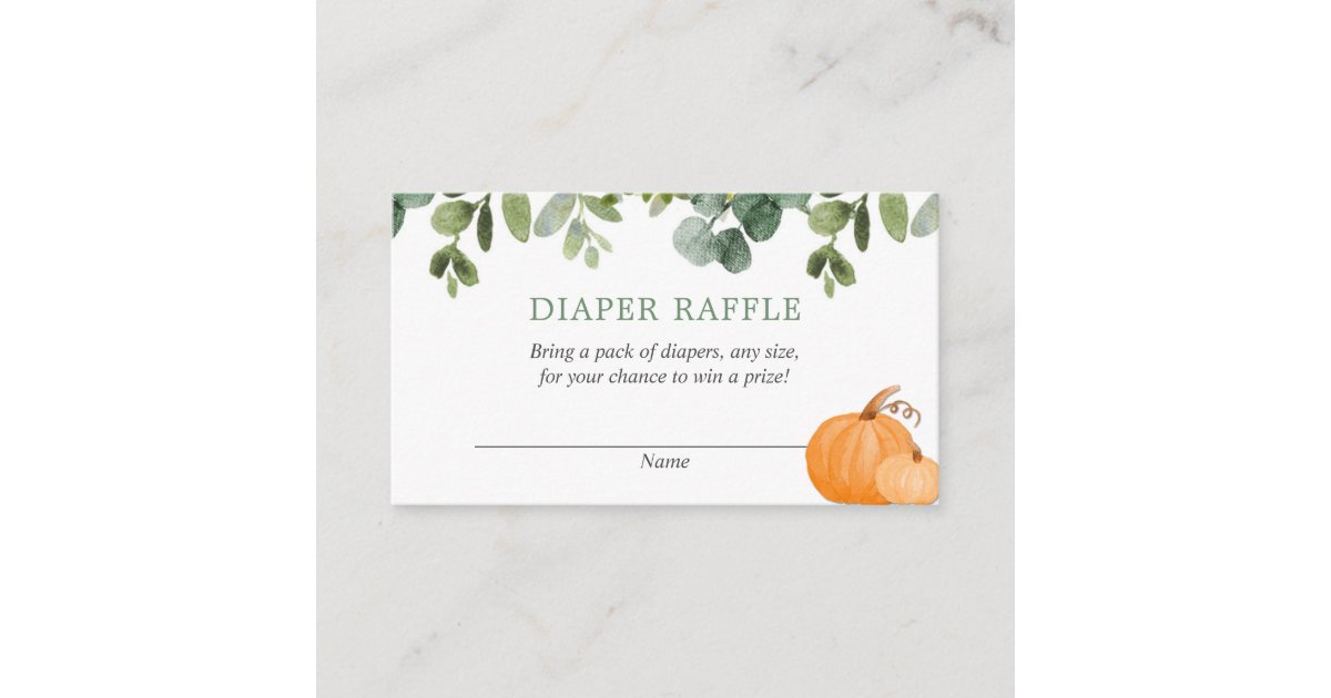Pumpkin fall baby shower diaper raffle cards | Zazzle