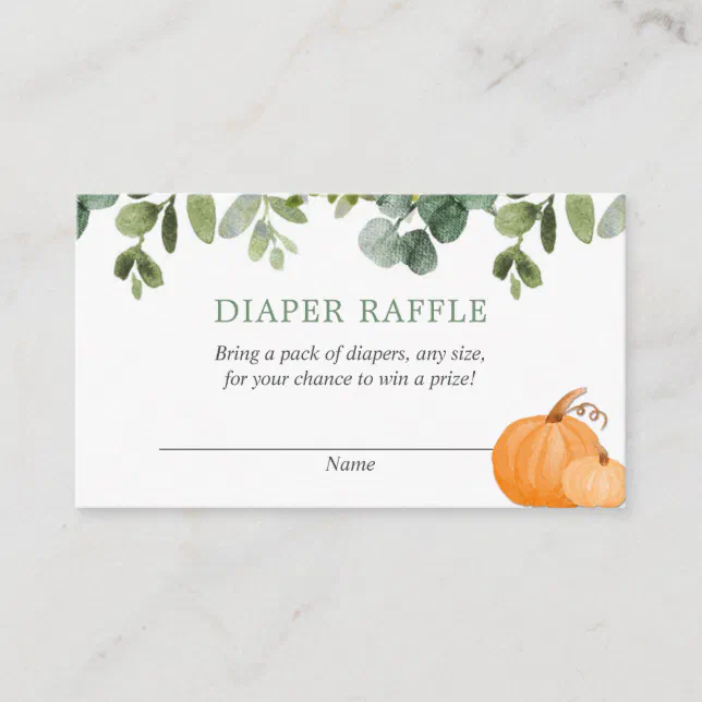 Pumpkin fall baby shower diaper raffle cards | Zazzle