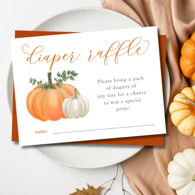 Pumpkin Fall Baby Shower Diaper Raffle Enclosure Card | Zazzle