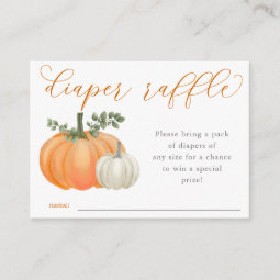 Pumpkin Fall Baby Shower Diaper Raffle Enclosure Card | Zazzle