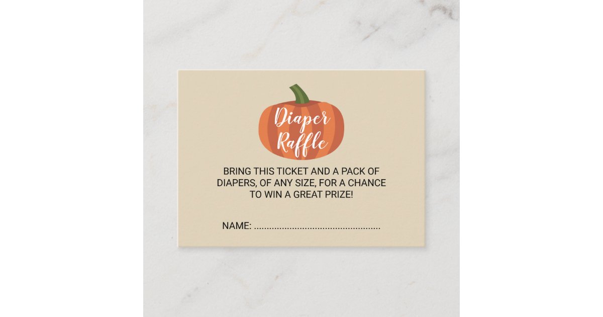 Pumpkin Fall Baby Shower Diaper Raffle Ticket | Zazzle