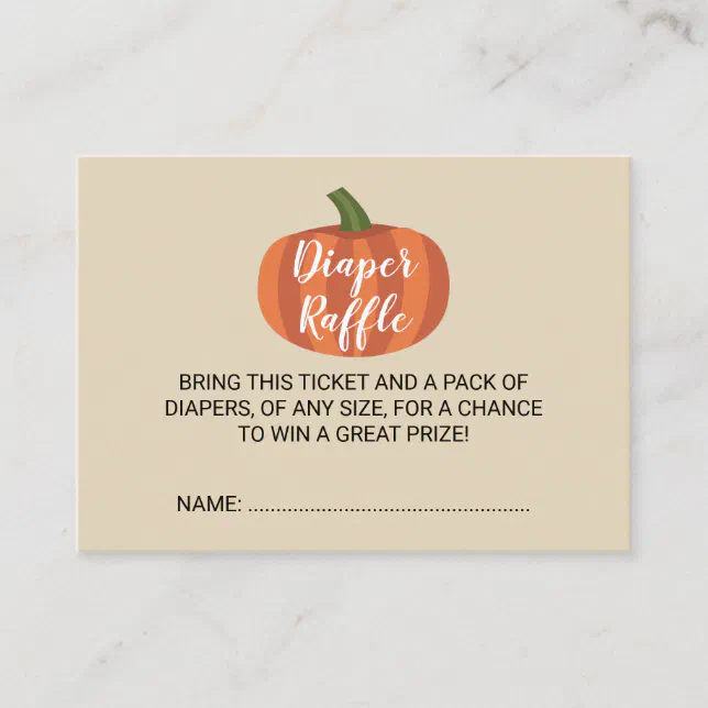 Pumpkin Fall Baby Shower Diaper Raffle Ticket | Zazzle