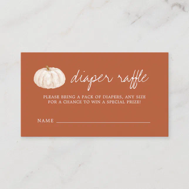 Pumpkin Fall Baby Shower Diaper Raffle Tickets Enclosure Card | Zazzle