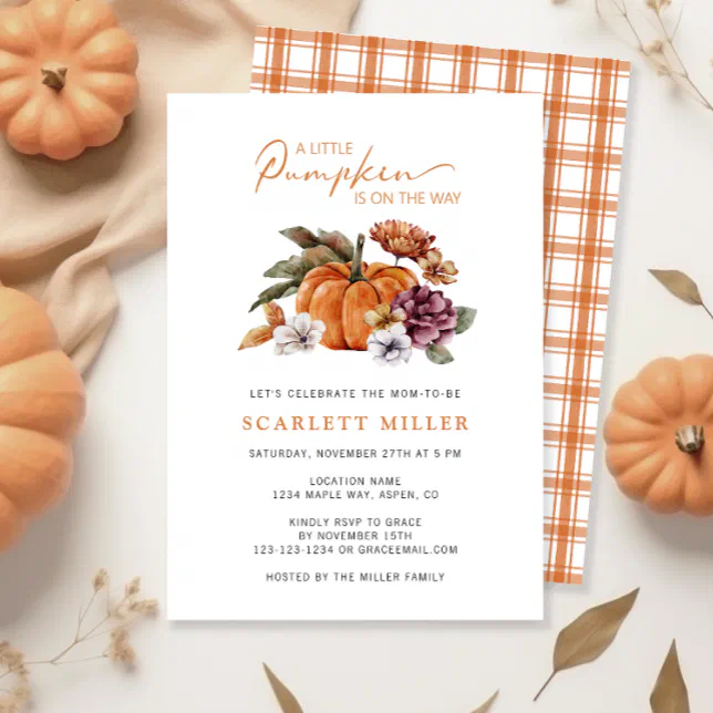 Pumpkin Fall Baby Shower Invitation | Zazzle