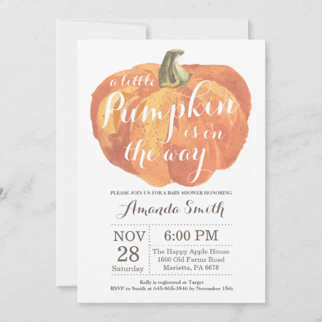 Pumpkin Fall Baby Shower Invitation | Zazzle