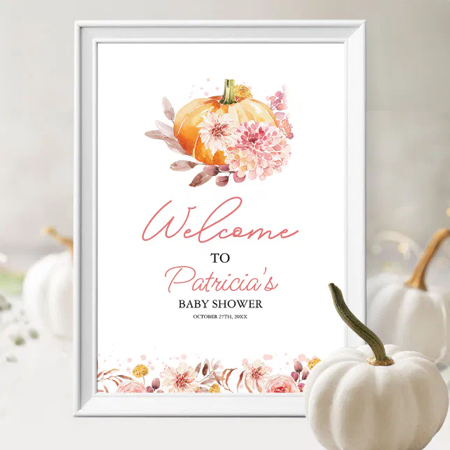 Pumpkin Fall Baby Shower Welcome Sign | Zazzle