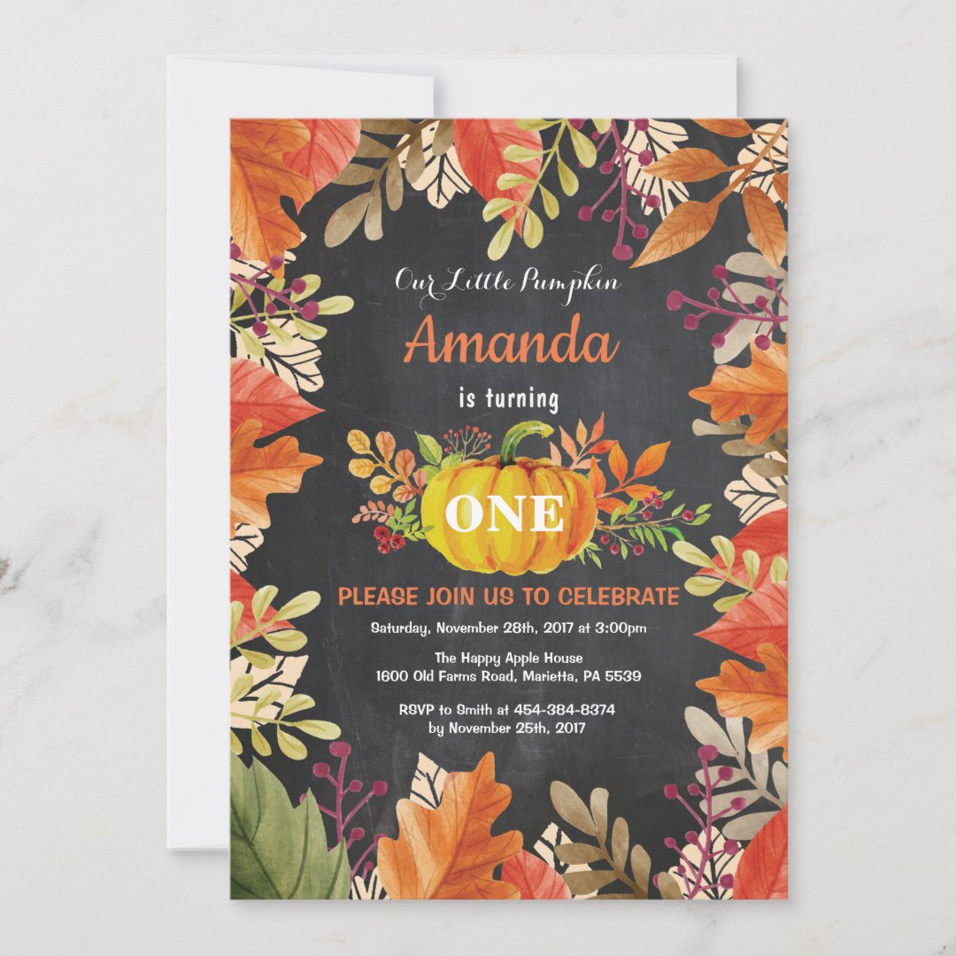 Pumpkin Fall Birthday Invitation | Zazzle