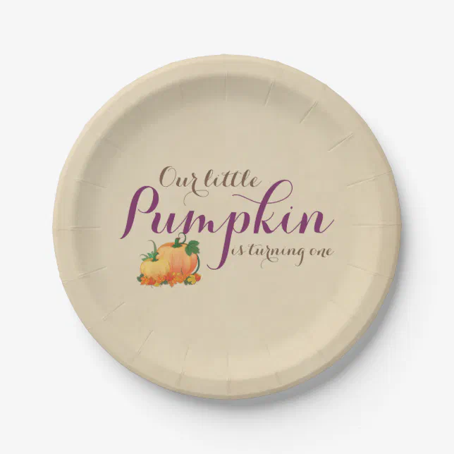 Pumpkin Fall First Birthday Party Paper Plates | Zazzle
