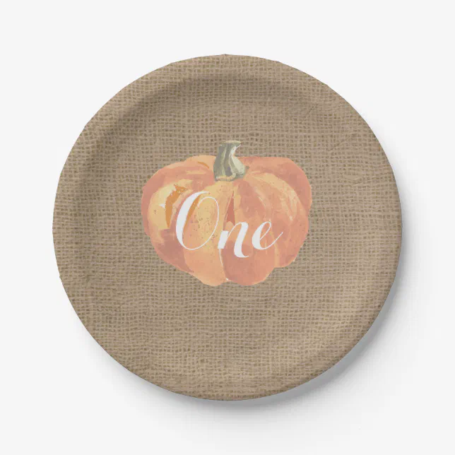 Pumpkin Fall First Birthday Party Paper Plates | Zazzle