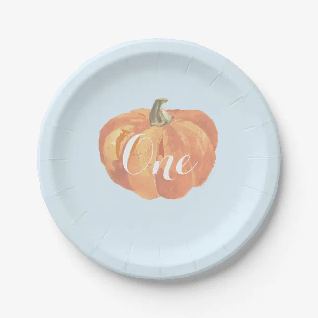 Pumpkin Fall First Birthday Party Paper Plates | Zazzle
